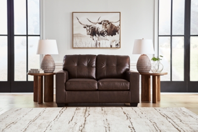 Click here for Santorine Leather Loveseat Leather  Dark Brown prices
