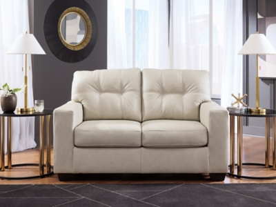 Click here for Santorine Leather Loveseat Leather  Bone prices
