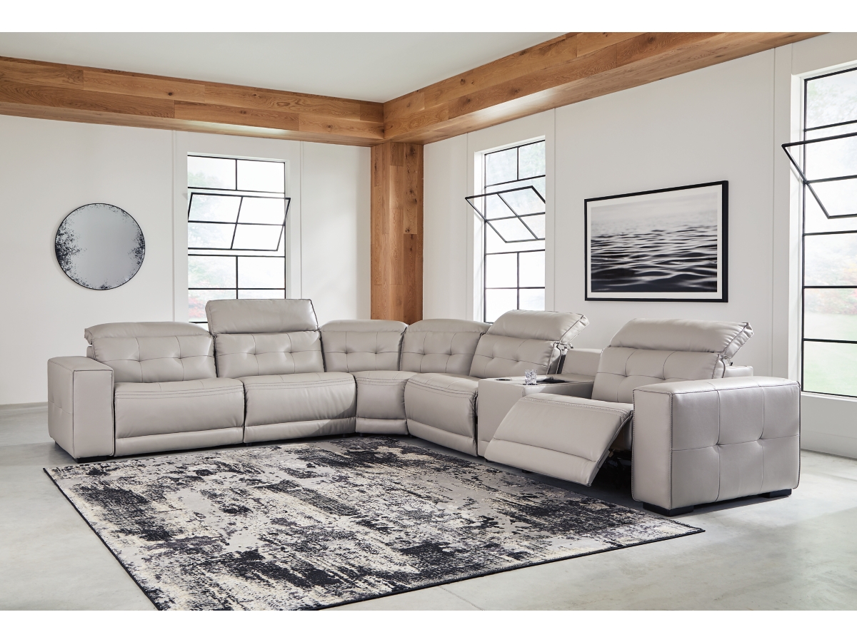 Leadman 6 Piece Dual Power Reclining Sectional with Touch Screen Console Ashley