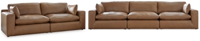 Click here for Emilia Leather Modular Sofa and Loveseat  Caramel prices