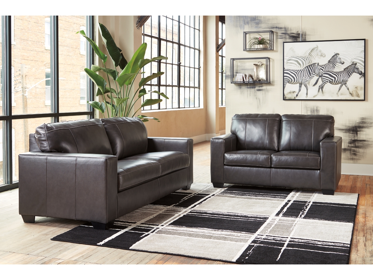 Ashley Furniture Grey Leather Sofa Set Leesworth Collection By Ashley