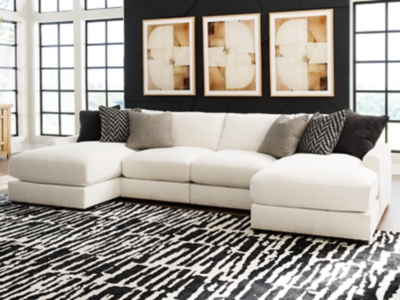 Elissa Court 4-Piece Next-Gen Nuvella™ Performance Fabric Modular Sectional with Chaise  Vanilla