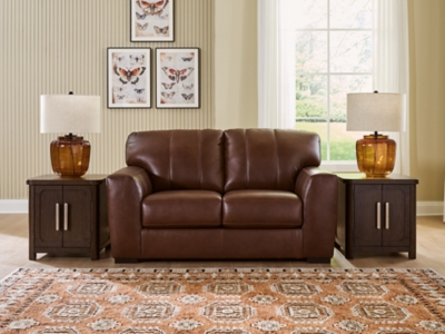 Click here for Mossano Leather Loveseat Leather  Canyon prices