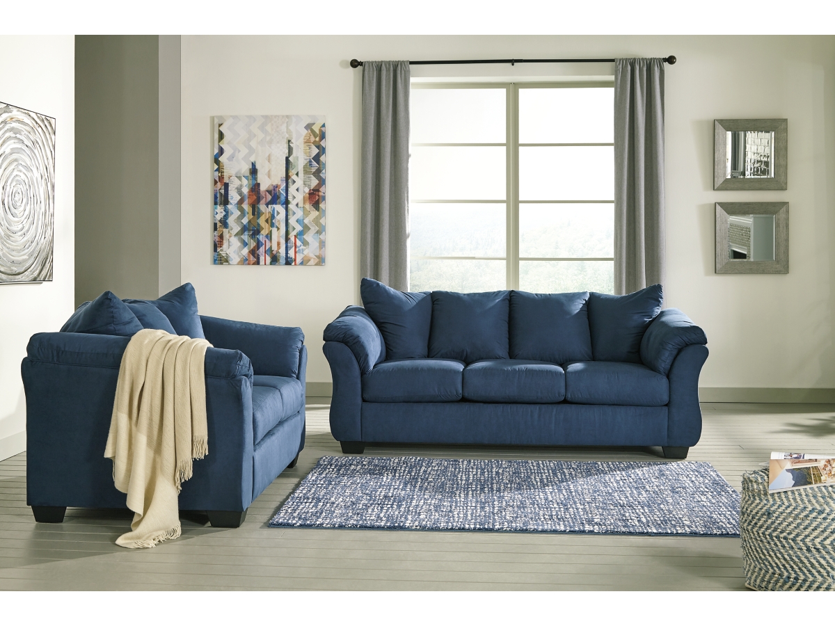 Blue loveseat ashley furniture store