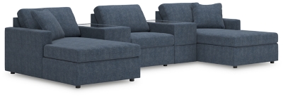 Modmax 5-Piece Modular Next-Gen Nuvella™ Performance Fabric Pit Sectional with Storage Consoles ...