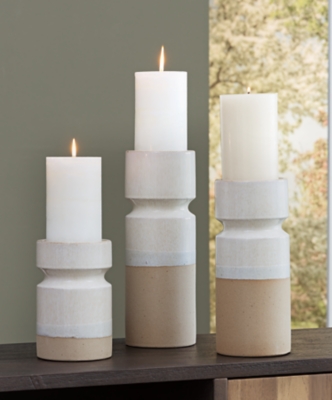Click here for Hurston Candle Holder (Set of 3)  Ivory/Brown prices