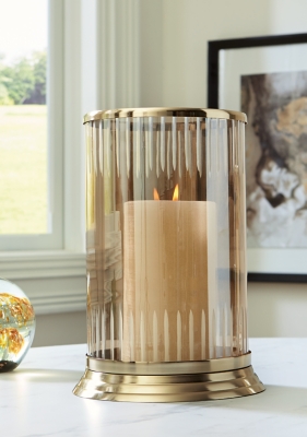 Click here for Aavinson Tall Candle Holder  Amber/Gold Finish prices