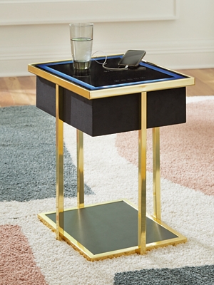 Click here for Rexwell Accent Table with Speaker  Black/Gold Fini... prices