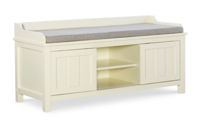 Macon White Storage Bench | Ashley