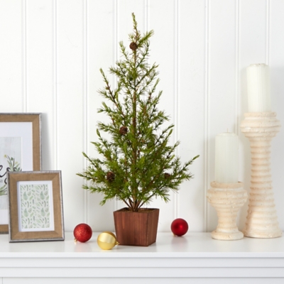 Sterling 28" Alpine “Natural Look" Artificial Christmas Tree in Wood ...