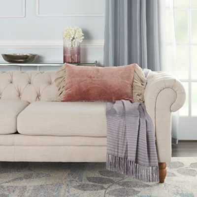 Click here for Mina Victory Sofia Stitch Velvet Frills Throw Pill... prices