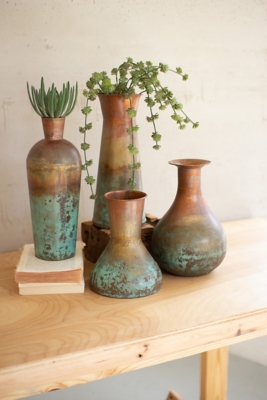 Click here for Two-Toned Copper Vases Set  Green prices
