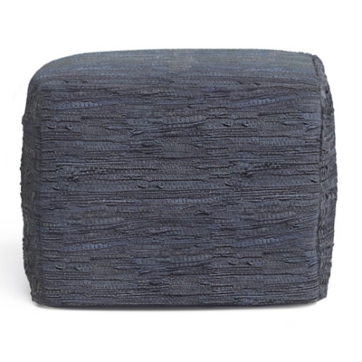 Simpli Home Fredrik Woven Leather Square Pouf | Ashley Furniture HomeStore