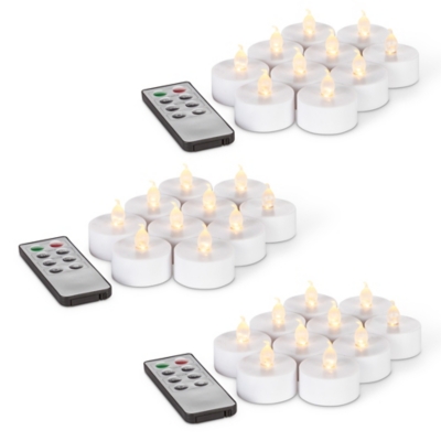 White Tea Light Warm White LED, Soft Glow Flicker and Remote (18 Pieces ...