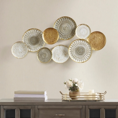 Click here for White River Multi-colored Geometric Metal Discs Wa... prices