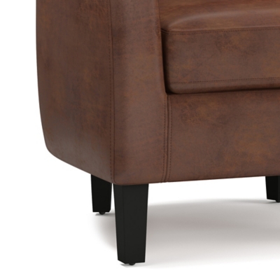 Austin 30 inch Wide Contemporary Tub Chair in Distressed Saddle Brown ...