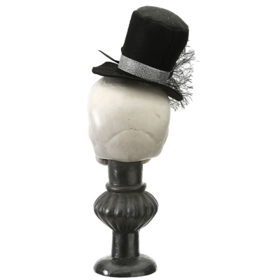 10" Polyresin Top Hat Wearing Skull Halloween Decoration | Ashley ...