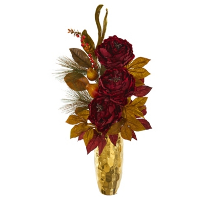 Click here for 30 Peony  Pear and Magnolia Leaf Artificial Arrang... prices