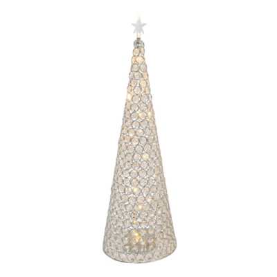 Christmas 23.8" Lighted Jeweled Silver Cone Tree | Ashley