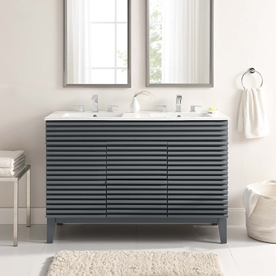 Click here for Render 48 Double Sink Bathroom Vanity  Gray/White prices