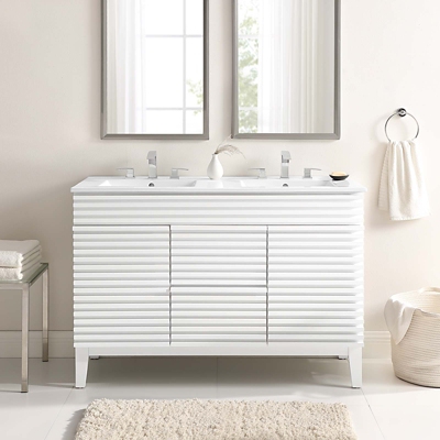 Click here for Render 48 Double Sink Bathroom Vanity  White prices
