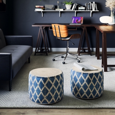 Click here for Simpli Home Edgeley Pouf  Classic Blue/Natural prices