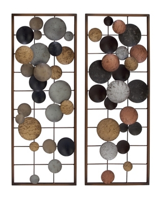 Bayberry Lane Set of 2 Multi Colored Metal Contemporary Abstract Wall ...