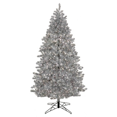 National Tree Company 7.5 ft. Pre-Lit Christmas Matte Silver Metallic ...