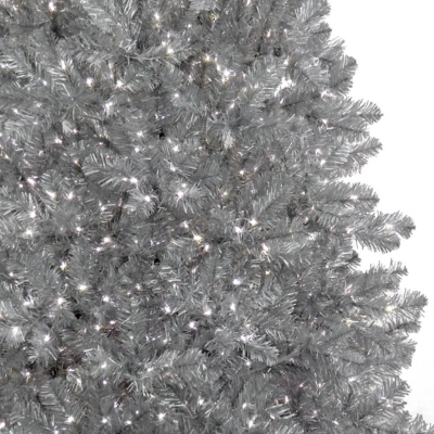 National Tree Company 7.5 ft. Pre-Lit Christmas Matte Silver Metallic ...
