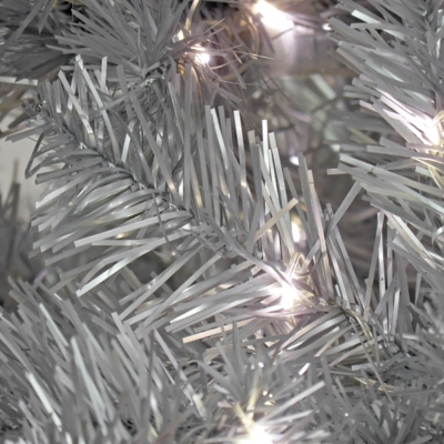National Tree Company 7.5 ft. Pre-Lit Christmas Matte Silver Metallic ...