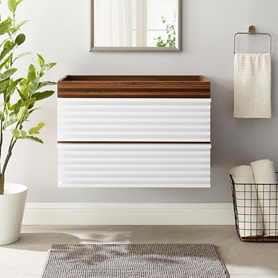 Click here for Render 30 Wall-Mount Bathroom Vanity  White/Walnut prices