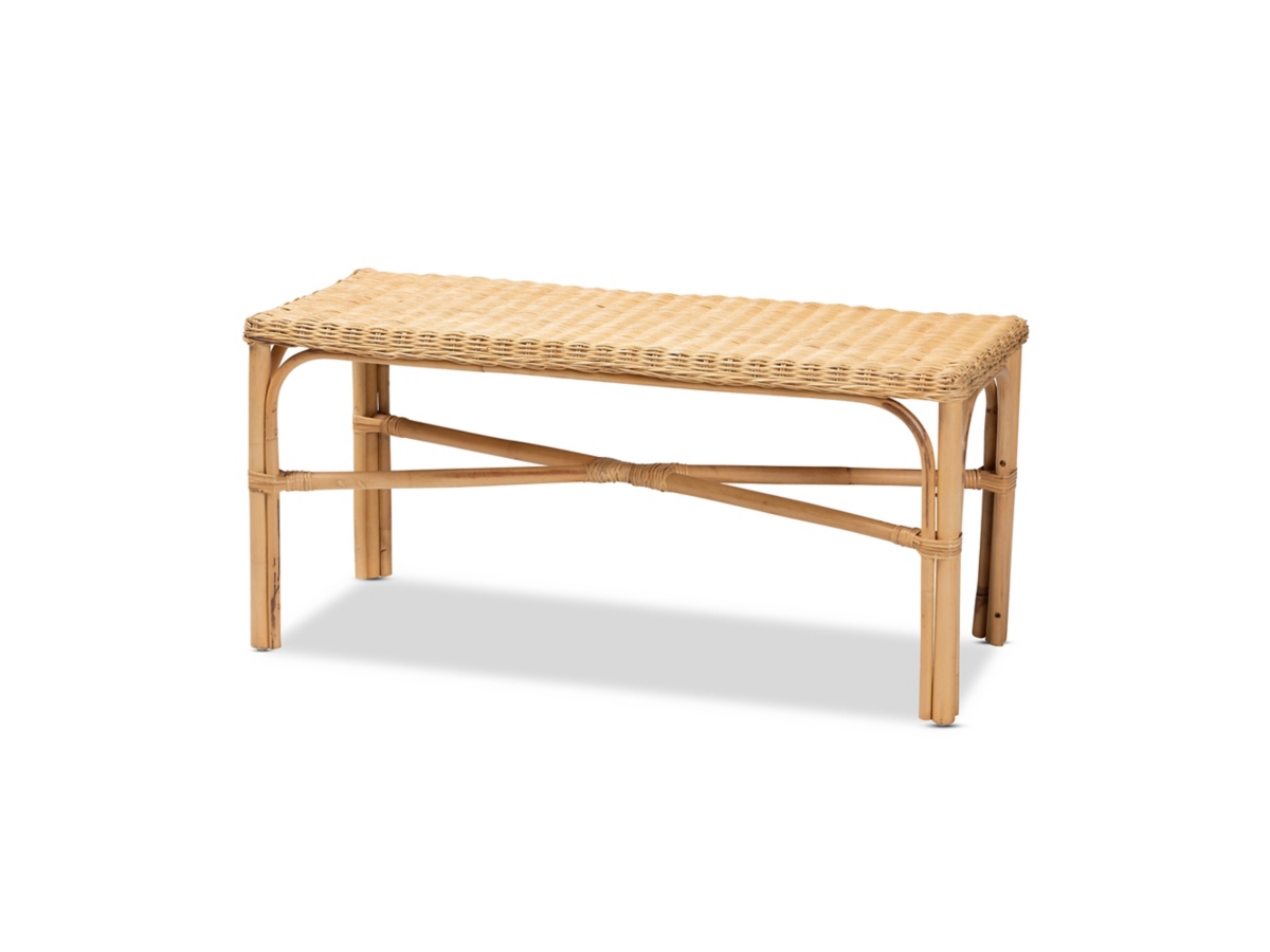 Baxton Studio Cacaban Modern Bohemian Rattan Accent Bench Ashley