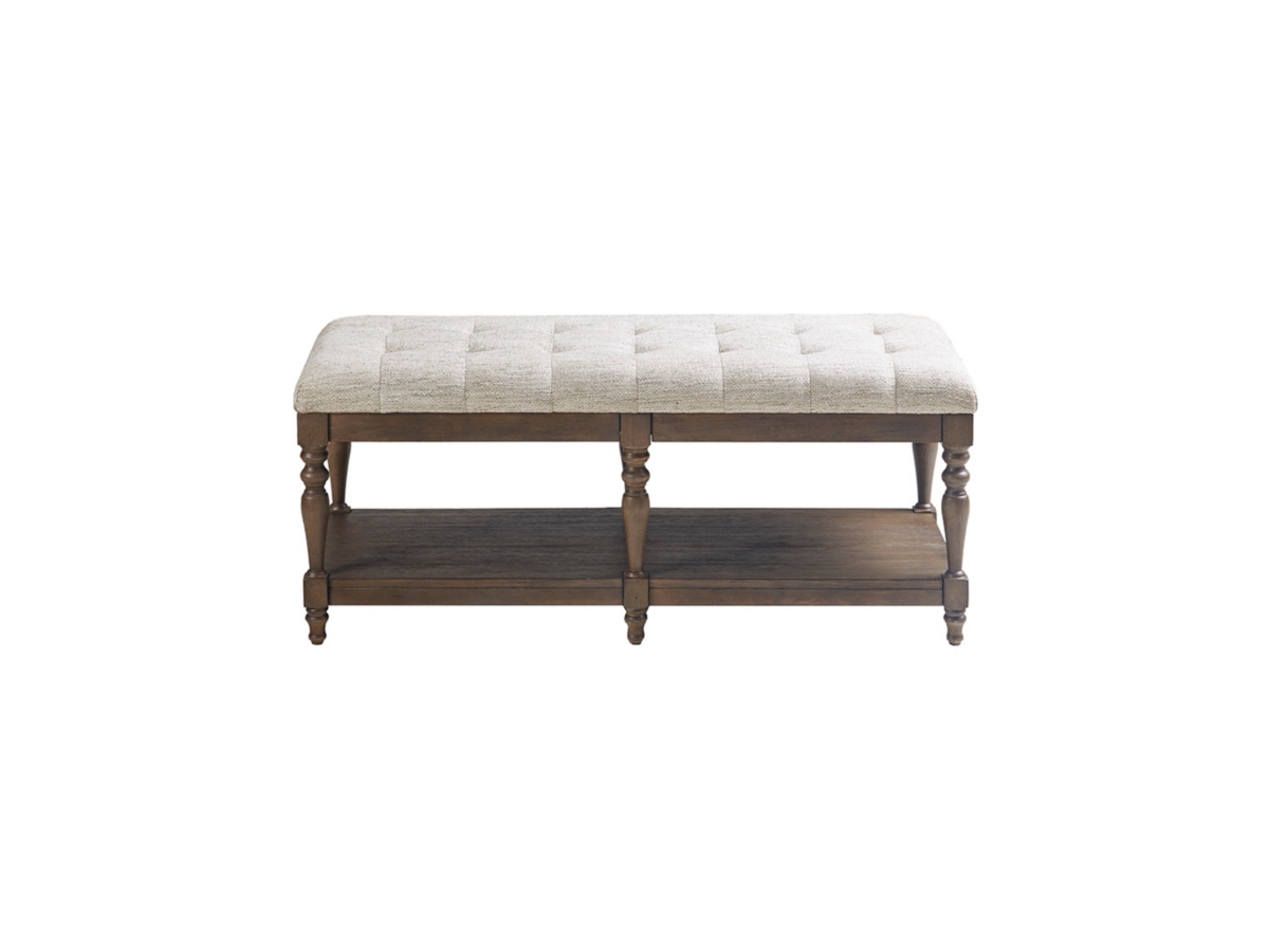 Martha Stewart Highland Tufted Accent Bench with Shelf Ashley