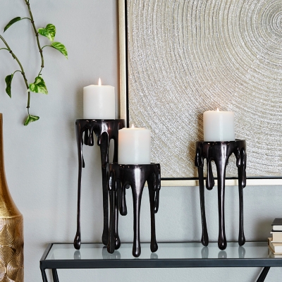 Click here for Cosmopolitan Dripping Candle Holder (Set of 3)  Bl... prices