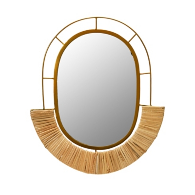 Click here for Storied Home Oval Boho Framed Wall Mirror  Natural prices