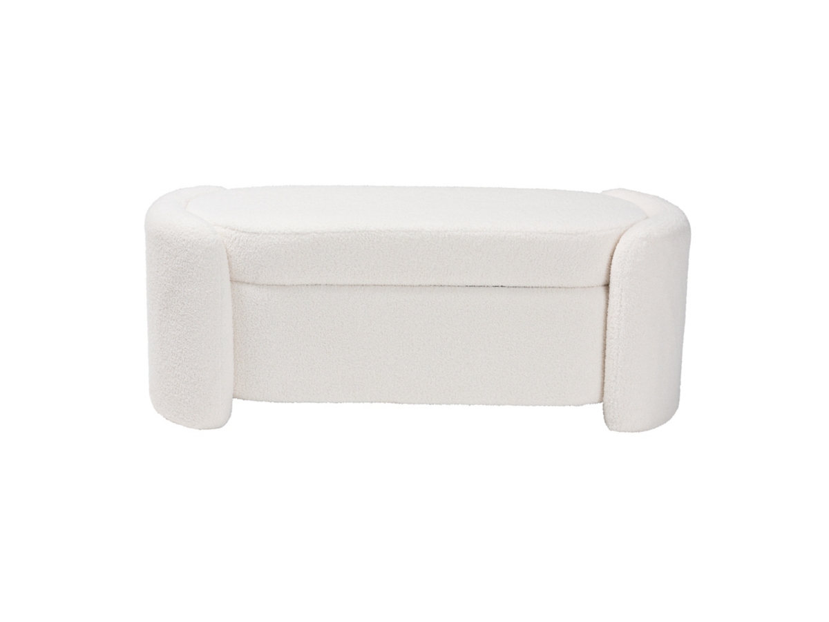 Baxton Studio Oakes Boucle Upholstered Storage Bench Ashley