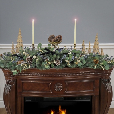 Click here for HGTV Home Collection Swiss Chic Mantle Swag  Blue prices