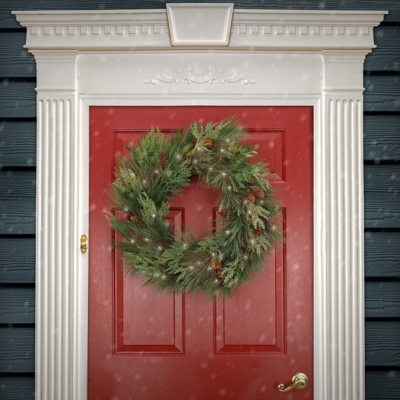 Click here for HGTV Home Collection 28 Pre-Lit Black Tie Cedar Wr... prices