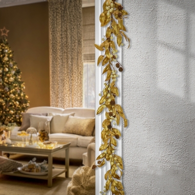 Click here for HGTV Home Collection 9 ft. Metallic Gold Laurel Ga... prices