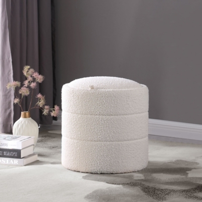 Click here for Kinfine USA HomePop Round Storage Ottoman  Cream prices