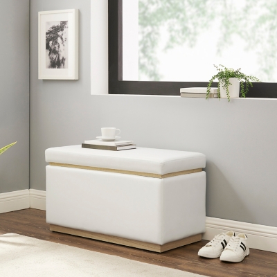 Click here for Linon Bridget Rectangle Ottoman  White prices