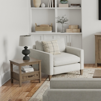 Click here for Simpli Home Lev End Table with Bottom Drawer  Smok... prices