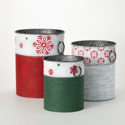 Sullivans Metal Christmas Pail (Set of 3) | Ashley