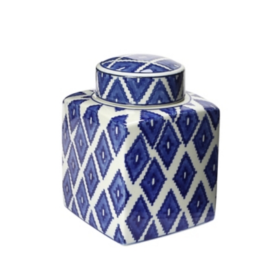 Storied Home Decorative Diamond Square Ginger Jar with Lid | Ashley
