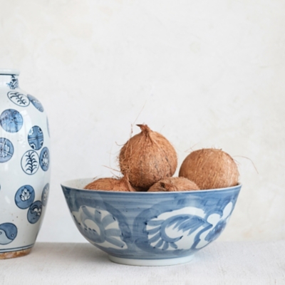 Click here for Storied Home Floral Design Bowl  Blue prices