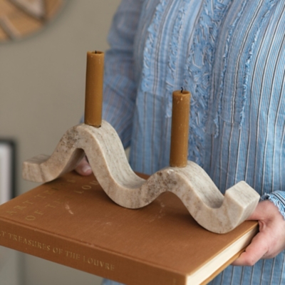Click here for Storied Home Wave Double Taper Candle Holder  Whit... prices