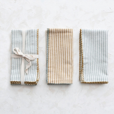 Click here for Storied Home Napkins with Scalloped Edge and Strip... prices