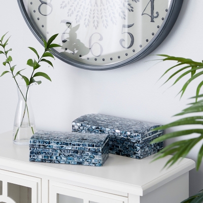 Click here for Bayberry Lane Box with Hinged Lid (Set of 2)  Blue prices