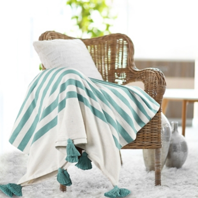 Click here for Harbor Striped Throw Blanket  Aqua Blue prices