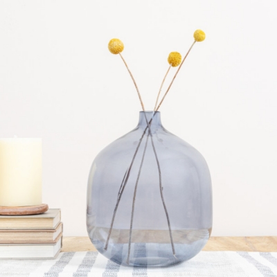 Click here for Storied Home Round Tinted Vase  Blue prices